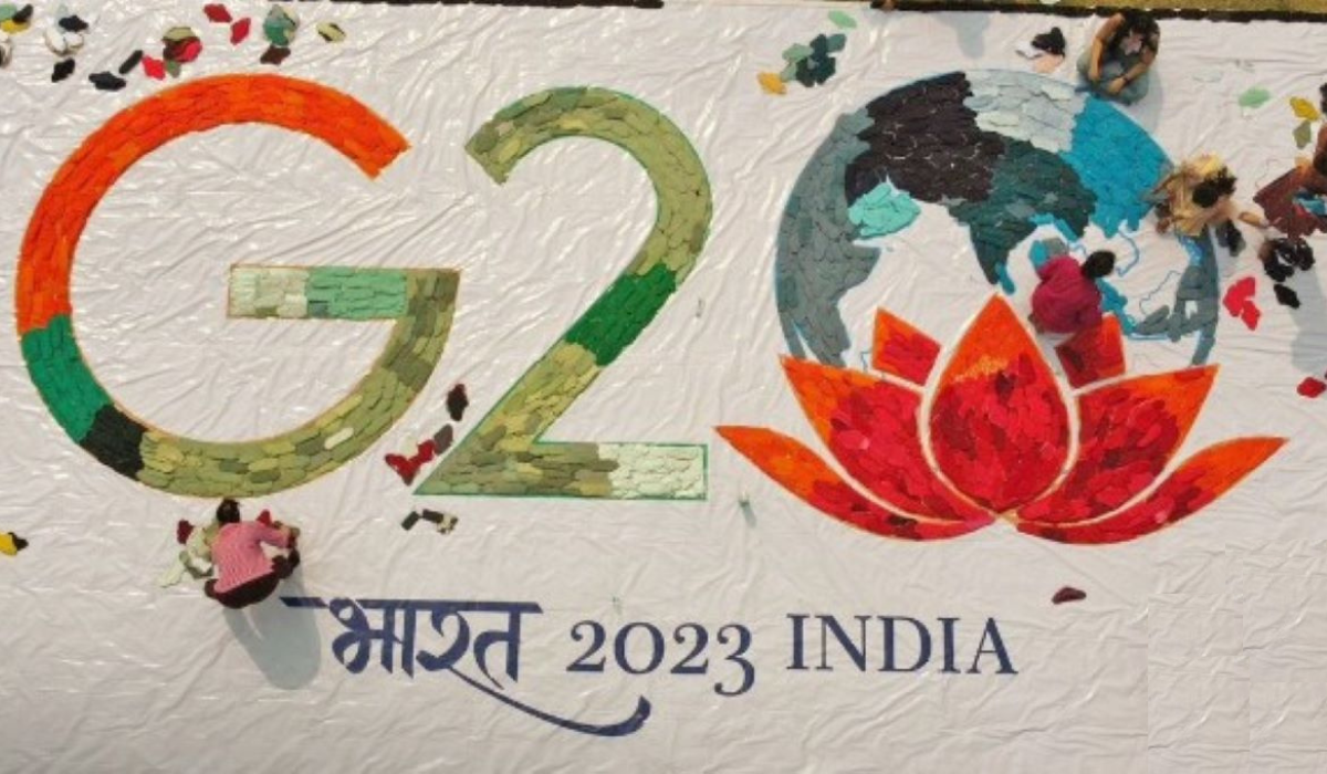 Group of Students Made G20 India Logo With Sanitary Pads
